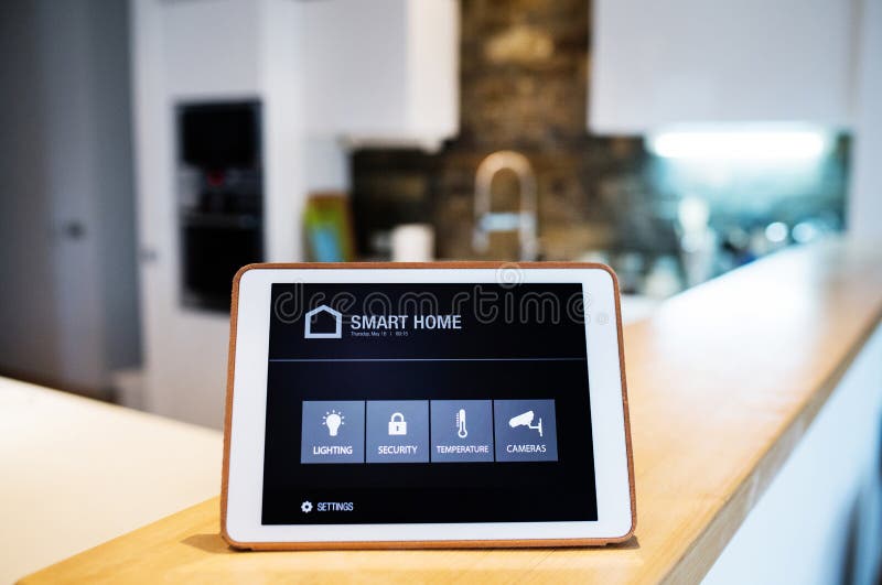 A Tablet with Smart Home Screen. Stock Image - Image of automation ...
