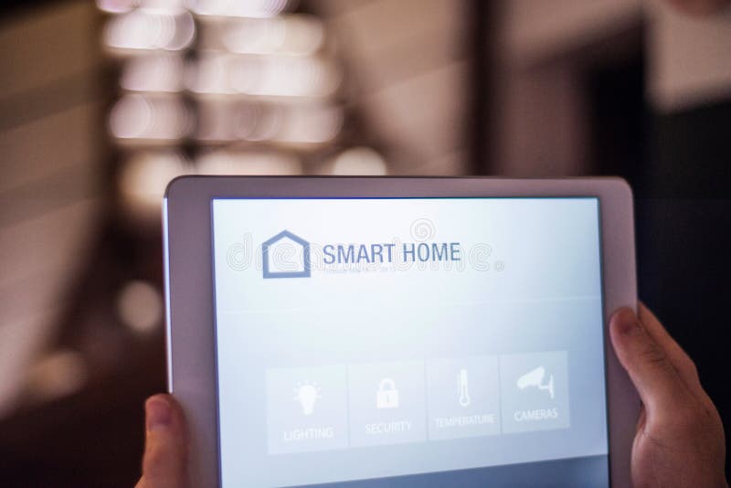A Tablet with Smart Home Screen. Stock Photo - Image of communication ...