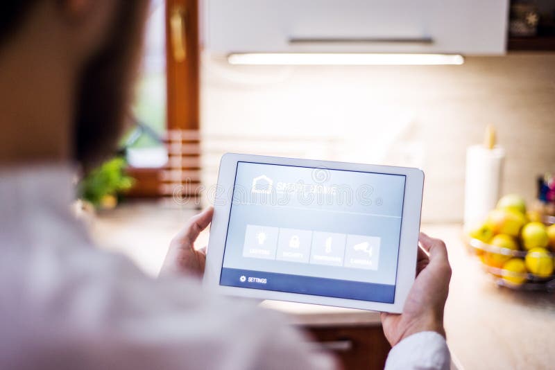 A Tablet with Smart Home Screen. Stock Photo - Image of online, screen ...