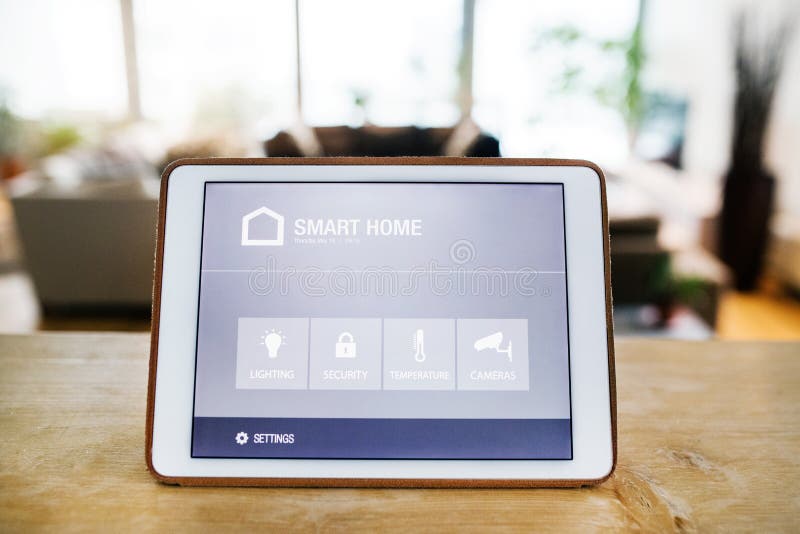 A Tablet with Smart Home Screen. Stock Photo - Image of connection ...