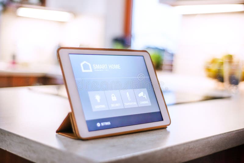 A Tablet with Smart Home Screen. Stock Photo - Image of screen ...