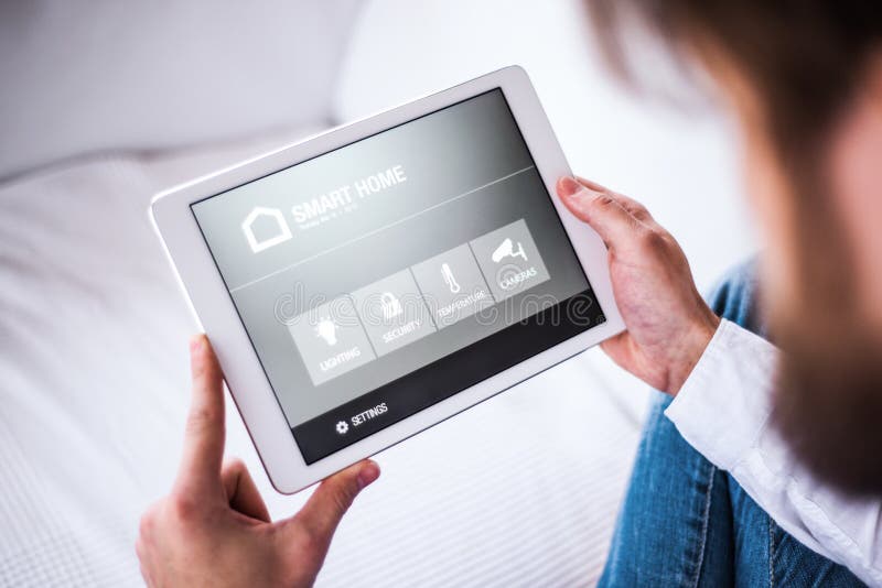 A Tablet with Smart Home Screen. Stock Photo - Image of gadget, power ...