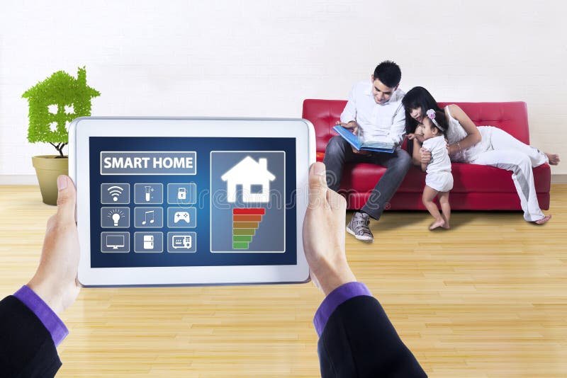 Tablet with Smart House Technology System Stock Image - Image of family ...