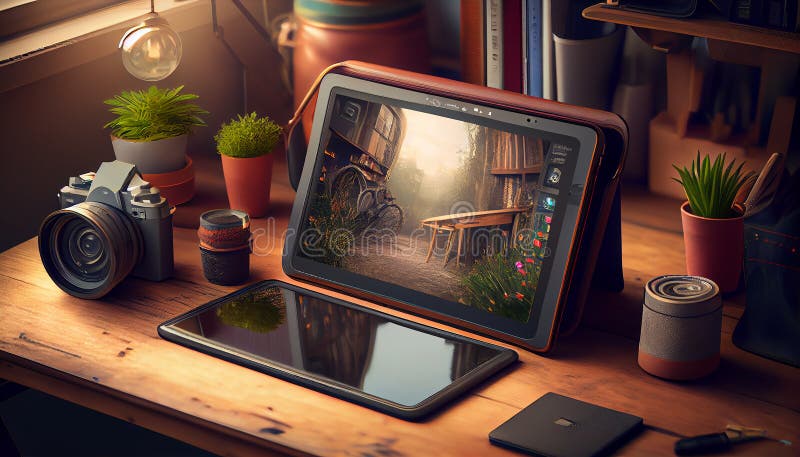 Tablet with Smartphone Devices Tech ,generative AI Stock Illustration ...