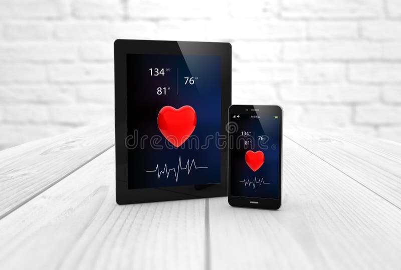 Tablet and Smartphone Health App Stock Illustration - Illustration of ...