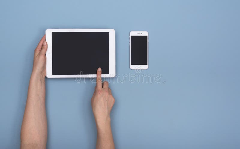 Tablet and Smartphone Hero Header Stock Photo - Image of header ...