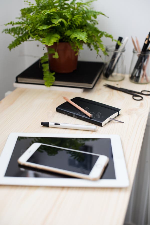Tablet and Smartphone on the Working Table Stock Image - Image of ...