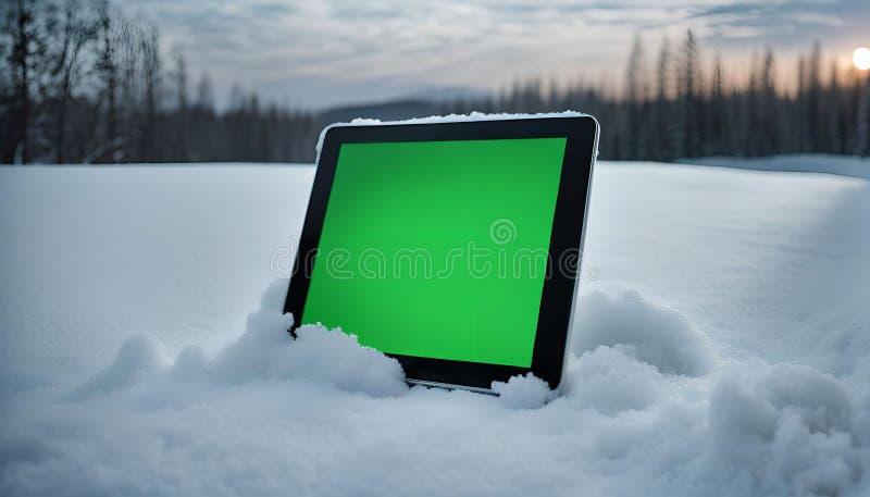 Tablet in the Snow stock illustration. Illustration of electronics ...