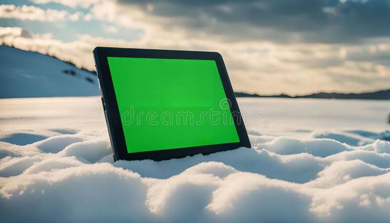 Tablet in the Snow stock illustration. Illustration of backdrop - 345813314