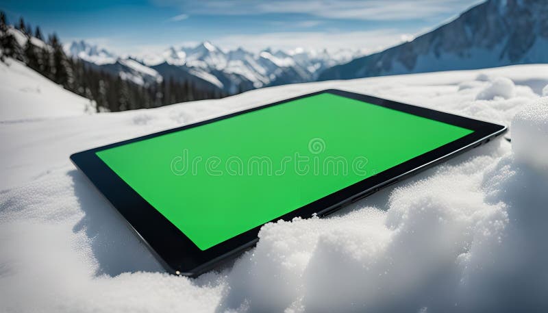 Tablet on a Snowy Mountain Peak Stock Illustration - Illustration of ...
