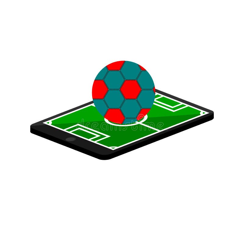 Tablet with a Soccer Field instead of a Screen. 3D Illustration Stock ...