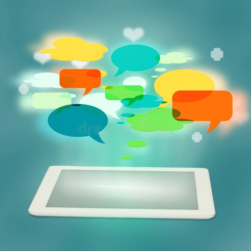Tablet Social Media Concept Stock Illustration - Illustration of group ...