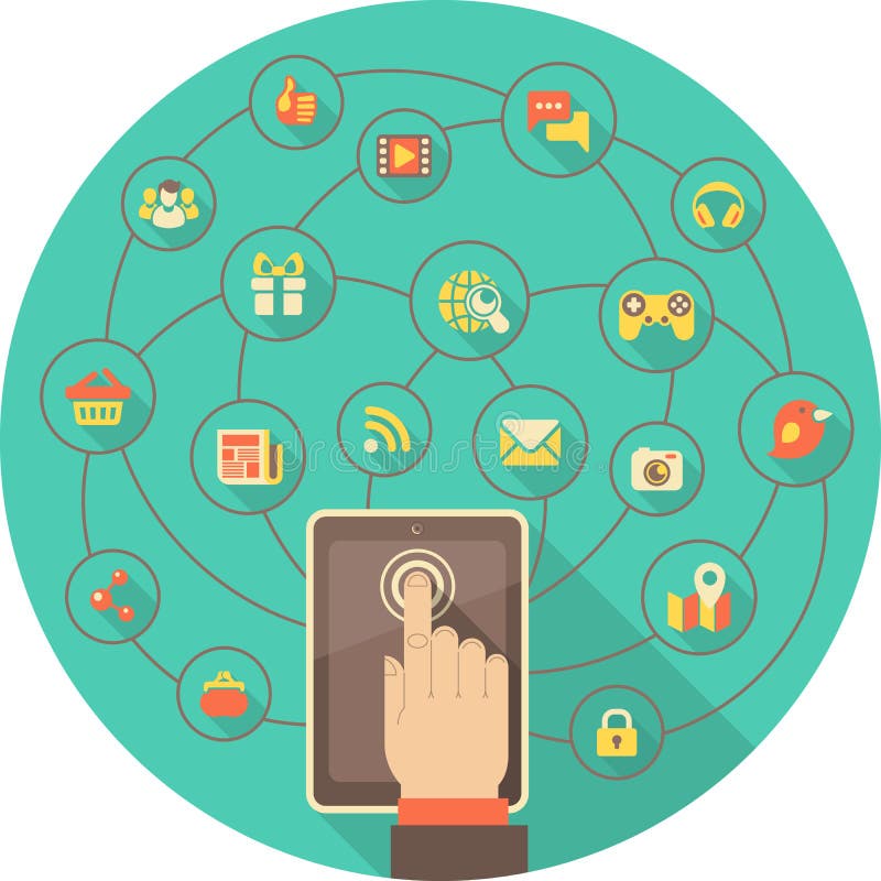 Online Interaction by a Laptop Stock Vector - Illustration of cloud ...