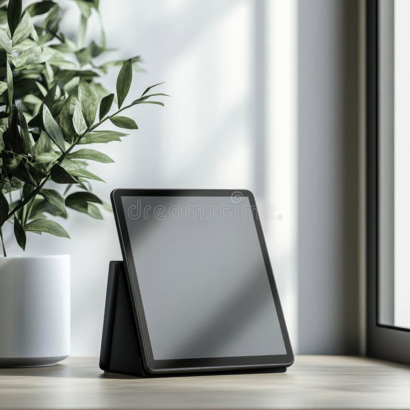 Tablet Stand, Minimalist Desk Setup, Modern Office, Simple Design Stock ...