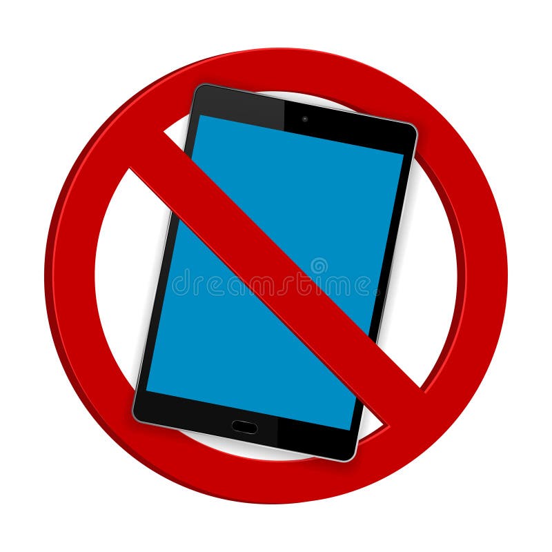 PROHIBITED on Tablet Screen, Held by Two Hands. Stock Illustration ...