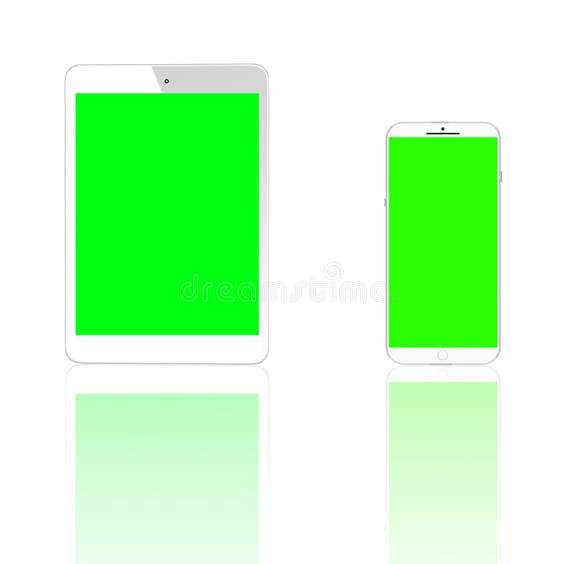 Tablet, Studio and Greenscreen with Cellphone, Mockup and Data with ...