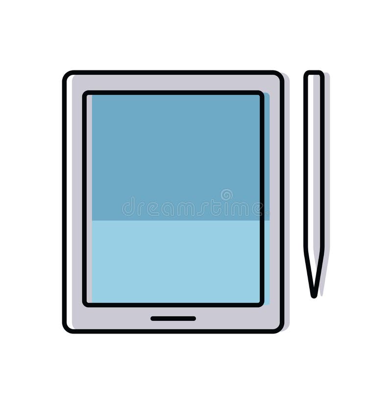 Tablet and Stylus Simple Color Vector Illustration Stock Vector ...