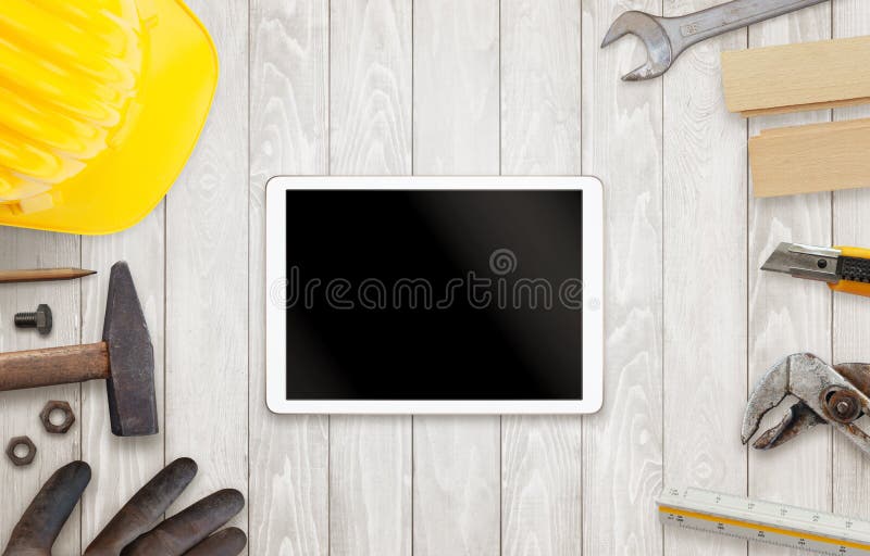 Worker Tools on Construction Site. Stock Photo - Image of contractor ...