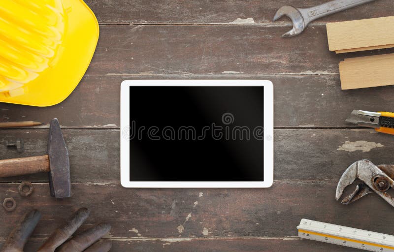 Worker Tools on Construction Site. Stock Photo - Image of contractor ...