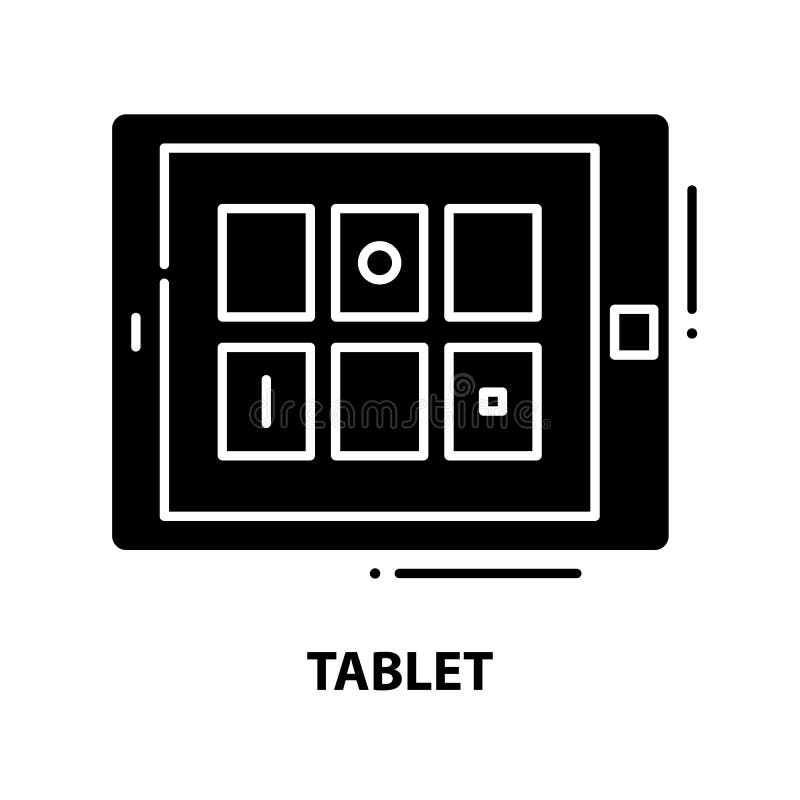 Tablet Symbol Icon, Black Vector Sign with Editable Strokes, Concept ...