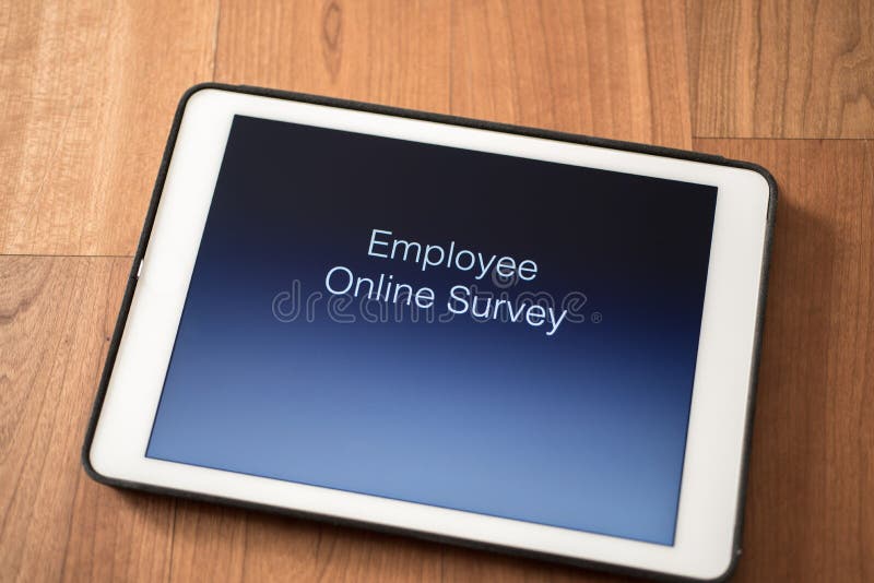 Tablet on Table with Online Employee Survey Stock Photo - Image of ...