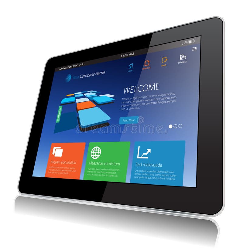 The Tablet PC with a Surface Keyboard Stock Illustration - Illustration ...