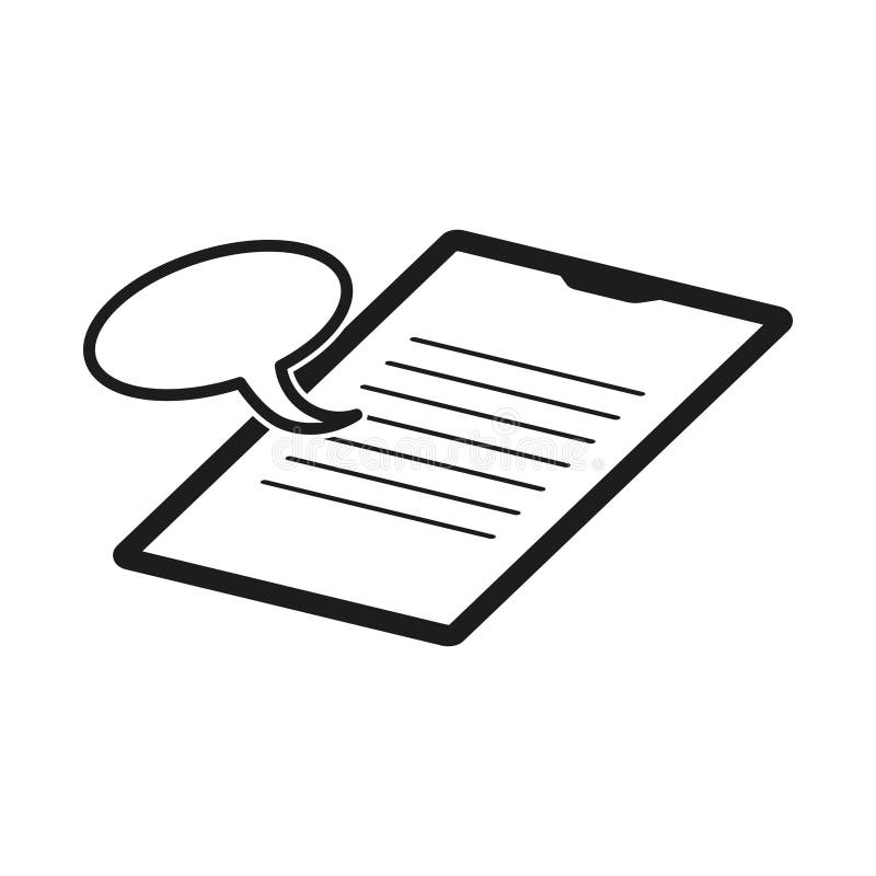 Tablet with Text. Speech Bubble Symbol. Digital Conversation Icon ...