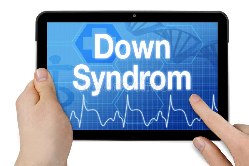Tablet with Touchscreen and Diagnosis Downs Syndrome Stock Photo ...