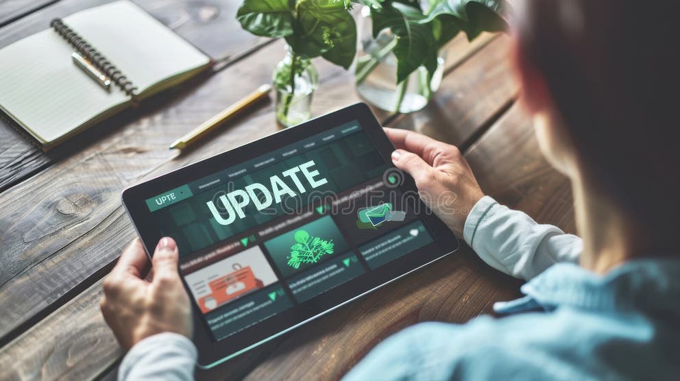 The Tablet with Update Screen. AI Generated Stock Photo - Image of ...