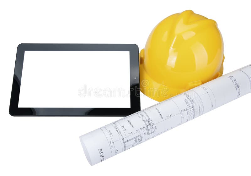 Tablet Used for Construction Blueprints Stock Photo - Image of computer ...