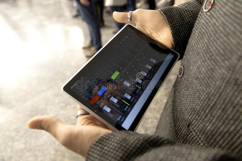 Mixer View Tablet Used for Remote Audio Management Stock Image - Image ...