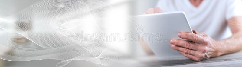 Tablet Using; Panoramic Banner Stock Image - Image of technology ...
