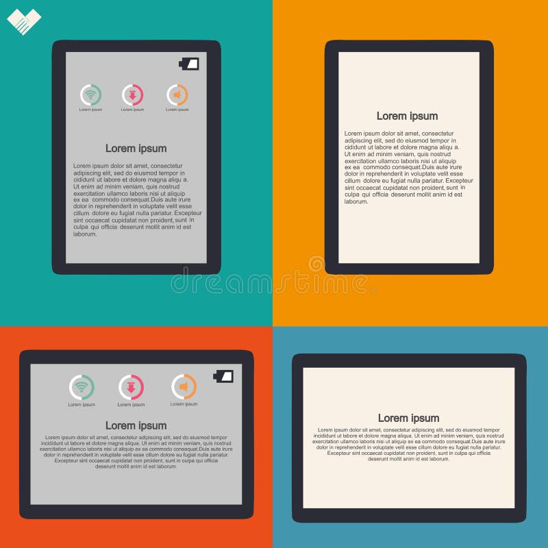 TABLET in VERTICAL and HORIZONTAL POSITION, BLANK and with NEWS CONTENT ...