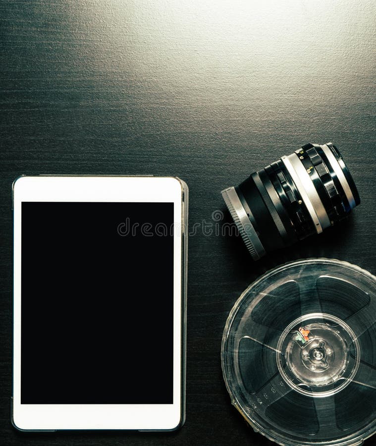 Tablet Video Recording with Top Space Stock Image - Image of cinema ...