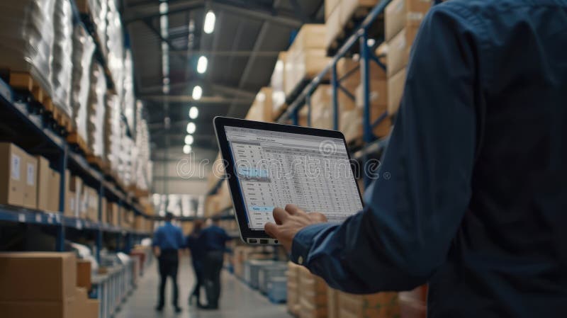 The Tablet in Warehouse. AI Generated Stock Illustration - Illustration ...