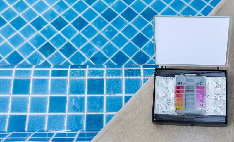 Tablet Water Testing Test Kit on Swimming Pool Edge Stock Image - Image ...
