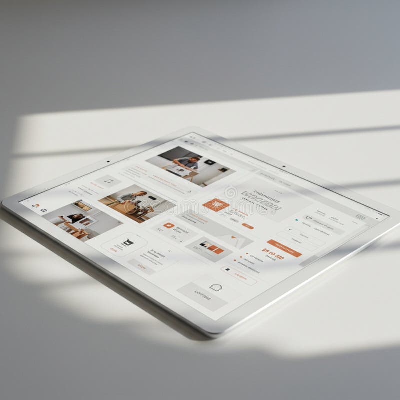 Tablet with a Website Design Displayed on the Screen, Featuring a User ...