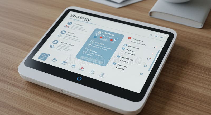 A Tablet with a White Casing Displays a Strategy and Task Management ...