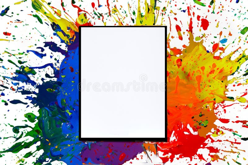 Tablet with a White Screen Used To Create Against a Colorful Paint ...