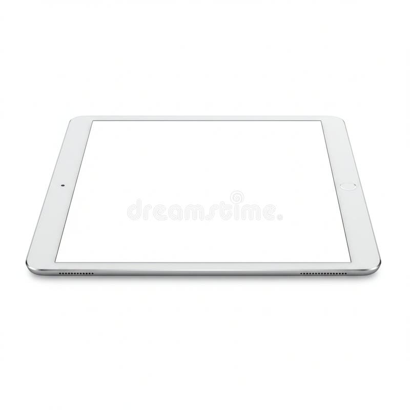 Tablet on a White Surface, Featuring a Slim Metallic Frame and Black ...