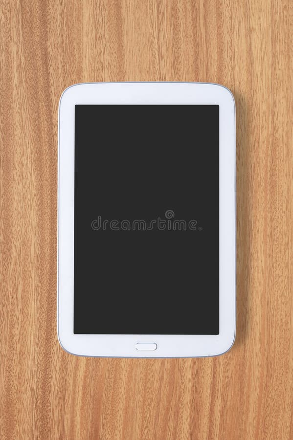 Tablet on White Wood for Work and Plan Stock Image - Image of floor ...