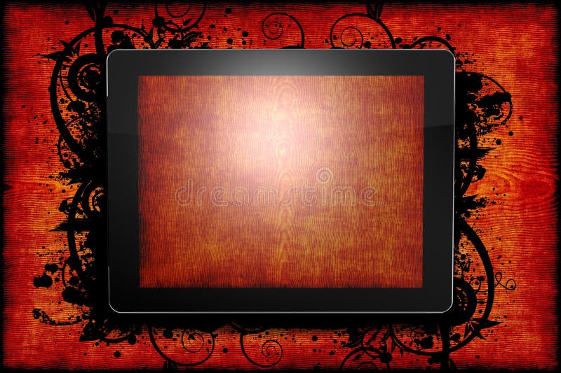 Tablet Wood Theme stock photo. Image of design, screen - 25160672