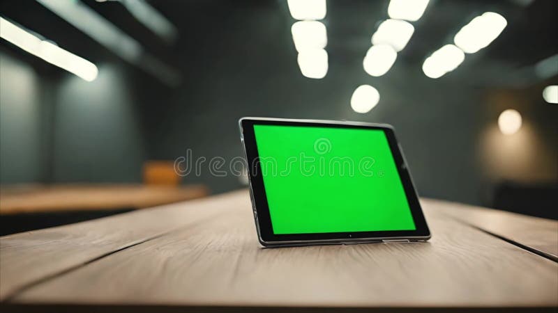 Tablet on a Wooden Table with Green Screen Stock Footage - Video of ...