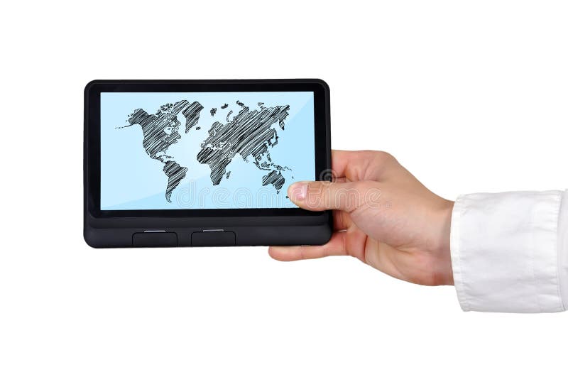 Tablet with world map stock image. Image of caucasian - 29190063
