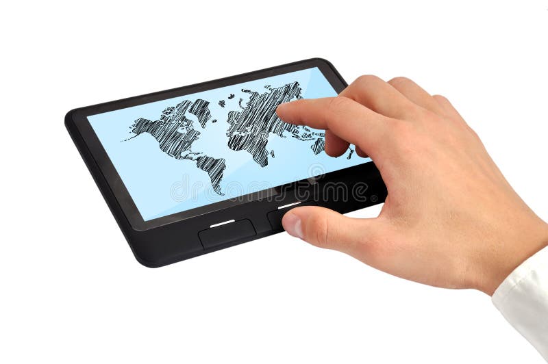 Tablet with world map stock photo. Image of cartography - 29256018