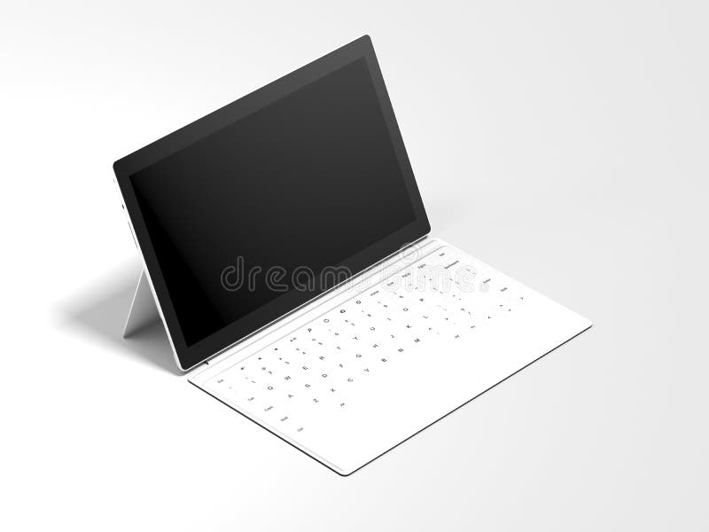Tableta Abierta Moderna Blanca Representación 3d Stock de ilustración ...