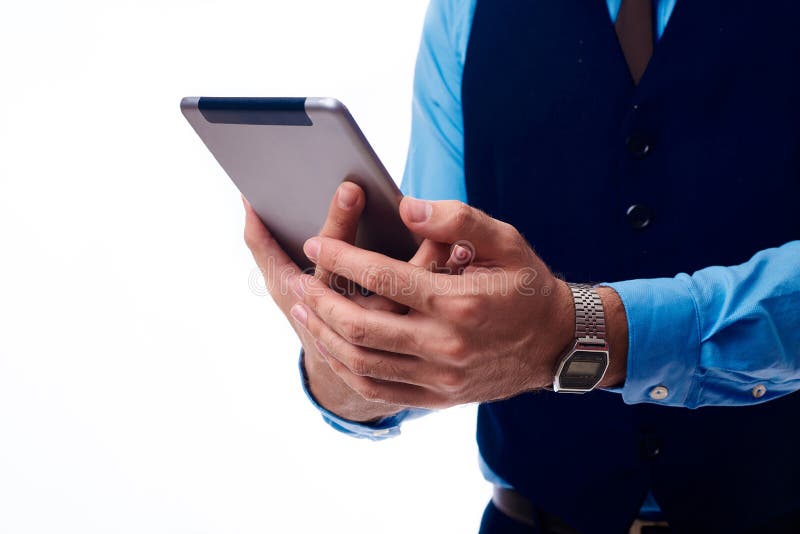 Tableta En Las Manos De Un Hombre Imagen de archivo - Imagen de ...