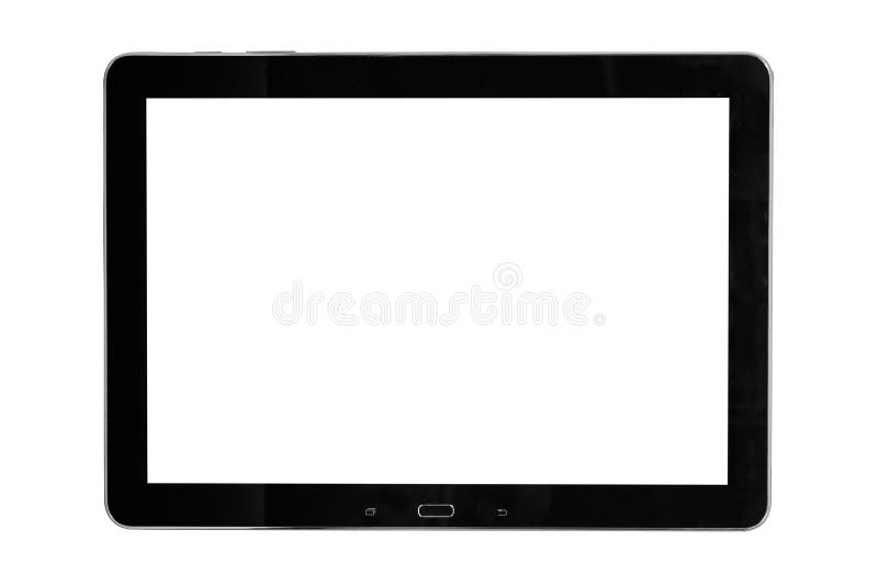 Tableta Negra Aislada Con La Pantalla En Blanco Imagen de archivo ...