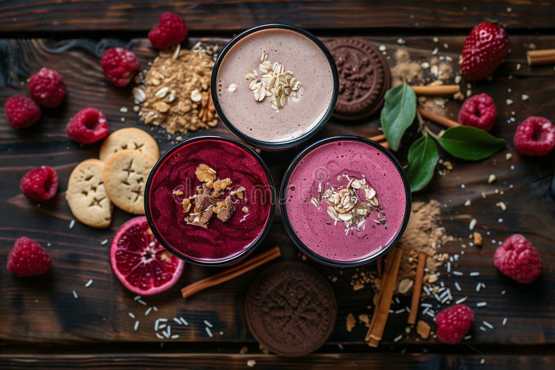 Table with Three Cups of Different Foods Stock Illustration ...