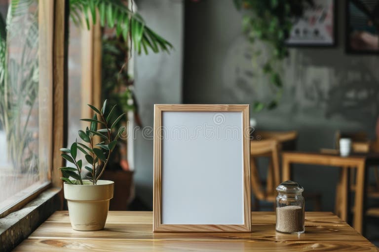 Tabletop Mockup Menu with a Wooden Frame for Writing or Merchandise ...